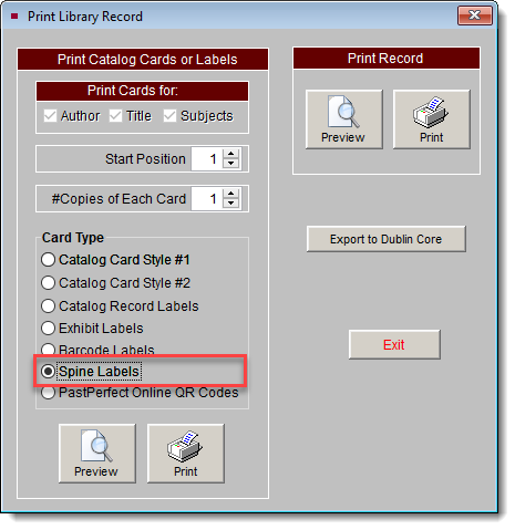 How do I print spine labels? – PastPerfect Software