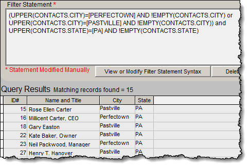 Compound filter statements for running queries, creating lists, and ...