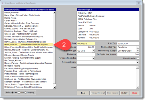 How do I enter a dues receipt? – PastPerfect Software