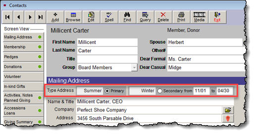 How do I enter and use Primary and Secondary addresses for Contacts ...