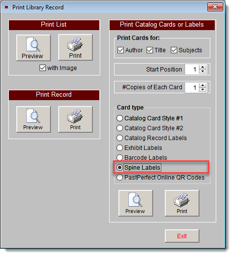 How do I print spine labels? – PastPerfect Software
