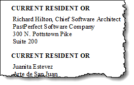 How can I add "Current Resident or" to my mailing labels? – PastPerfect ...