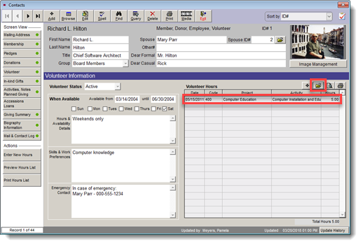 How do I enter Volunteer Hours? – PastPerfect Software